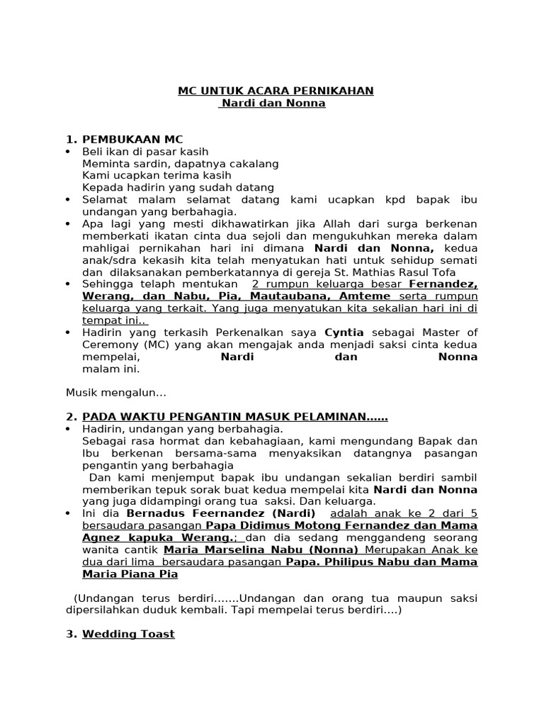 MC UNTUK ACARA PERNIKAHAN BLM Fix | PDF