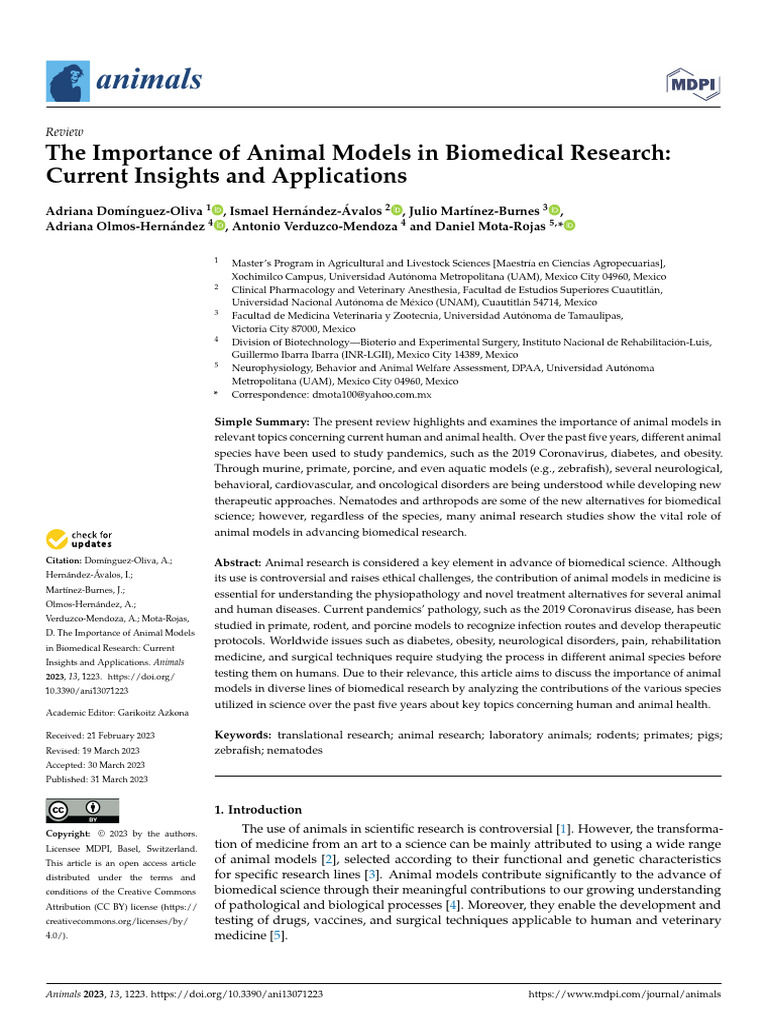 Animals-Model in Research | PDF | Model Organism | Animal Testing
