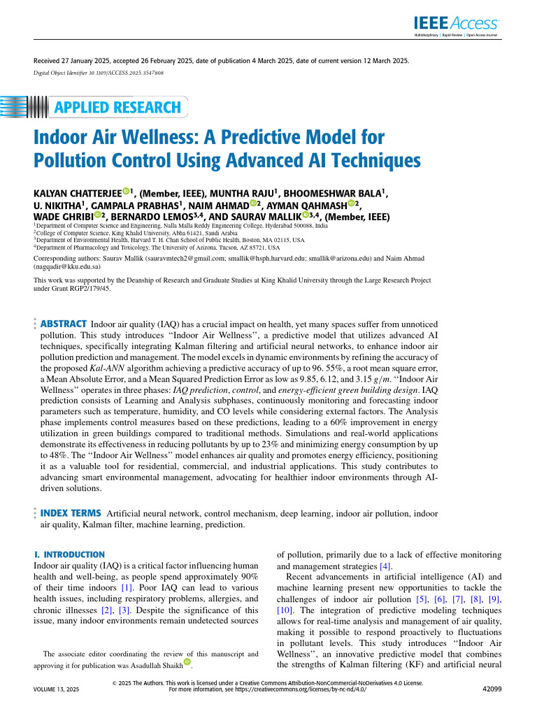 Indoor Air Wellness A Predictive Model For Pollution Control Using ...