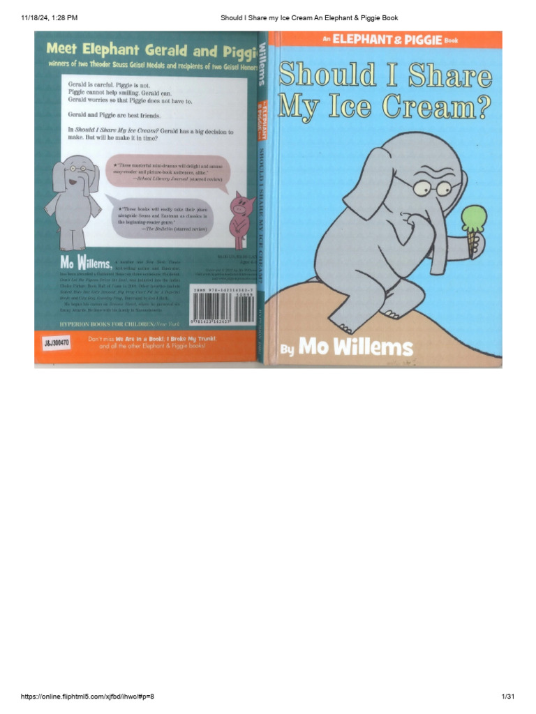 Elephant & Piggie: Ice Cream Sharing | PDF