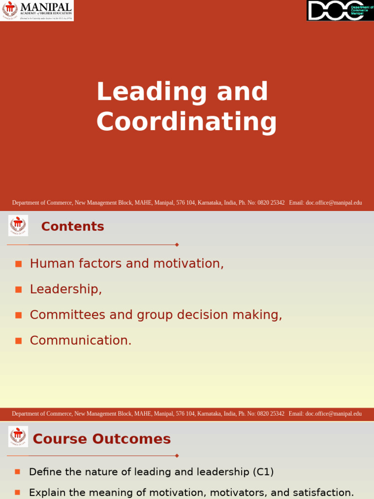 Chapter 5 Leading and Coordinating | PDF | Leadership | Motivation