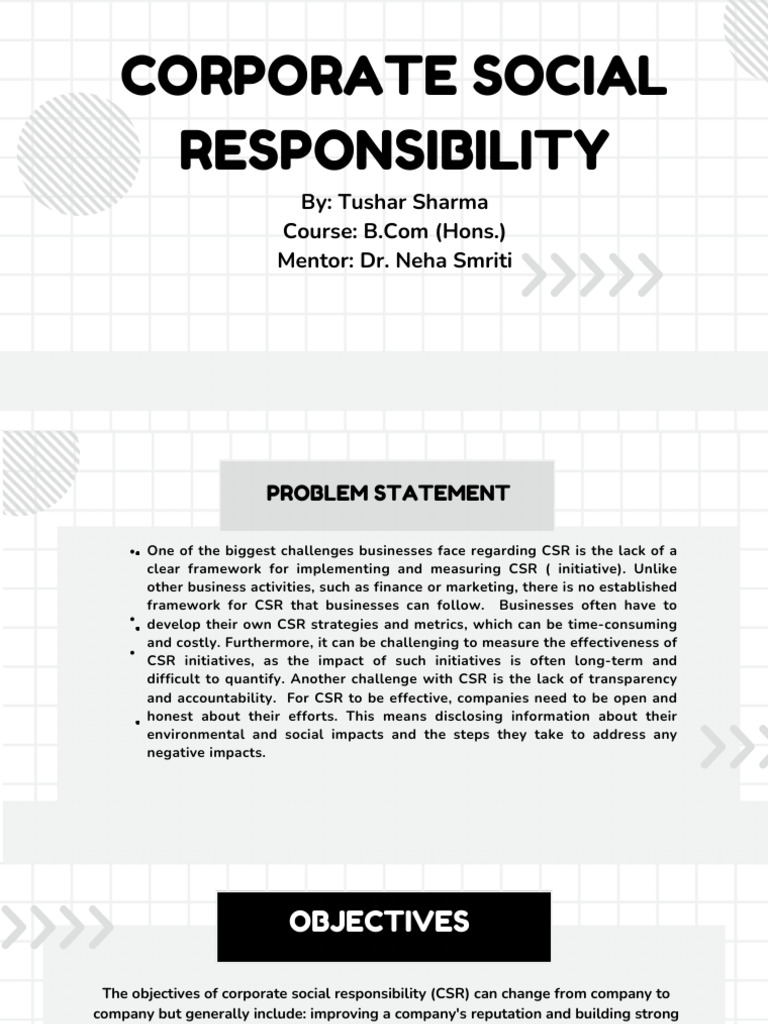 Corporate Social Responsibility Objectives | PDF | Corporate Social ...