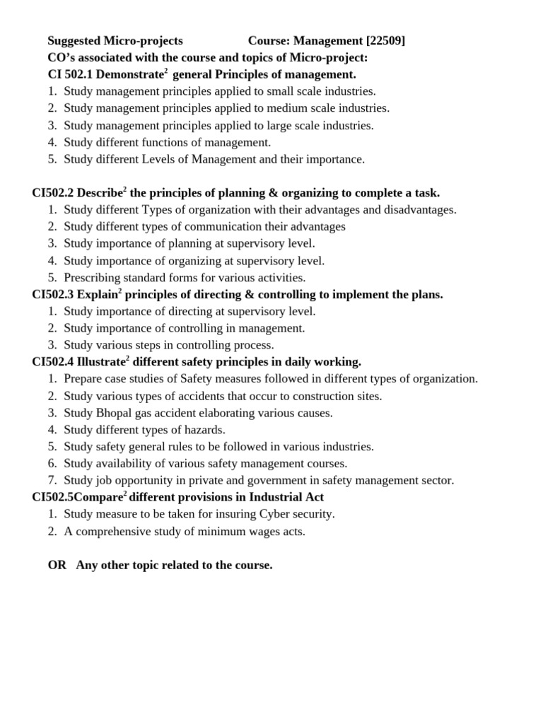 List of Micro Project MGT | PDF