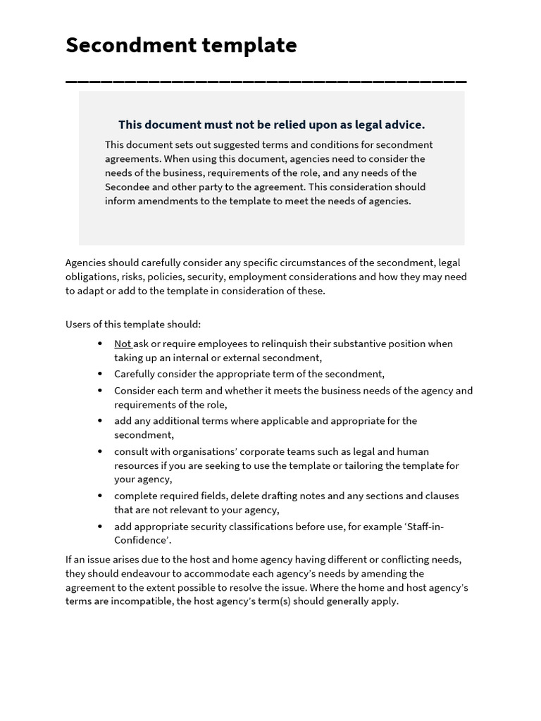 Secondment Agreement Template v3 | PDF | Salary | Employment