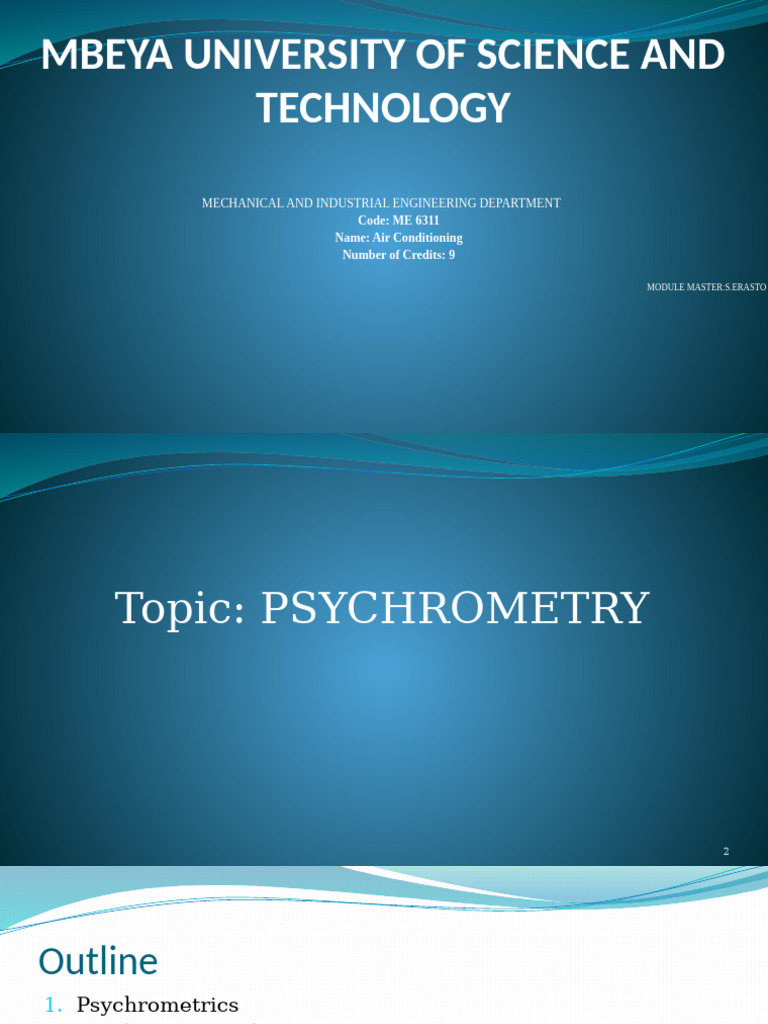 Psychrometrics Presentation 2025 | PDF | Humidity | Heat Transfer