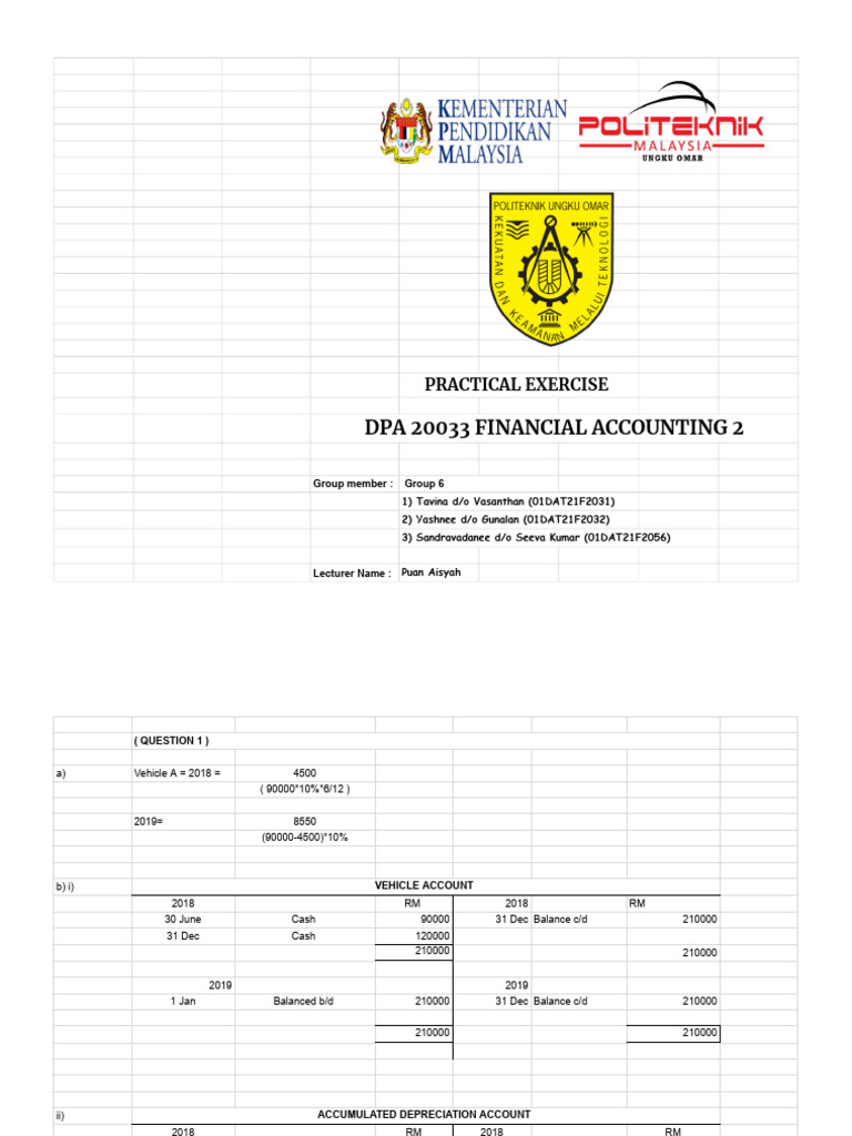 Practical Exercise Financial Accounting | PDF | Depreciation | Balance ...