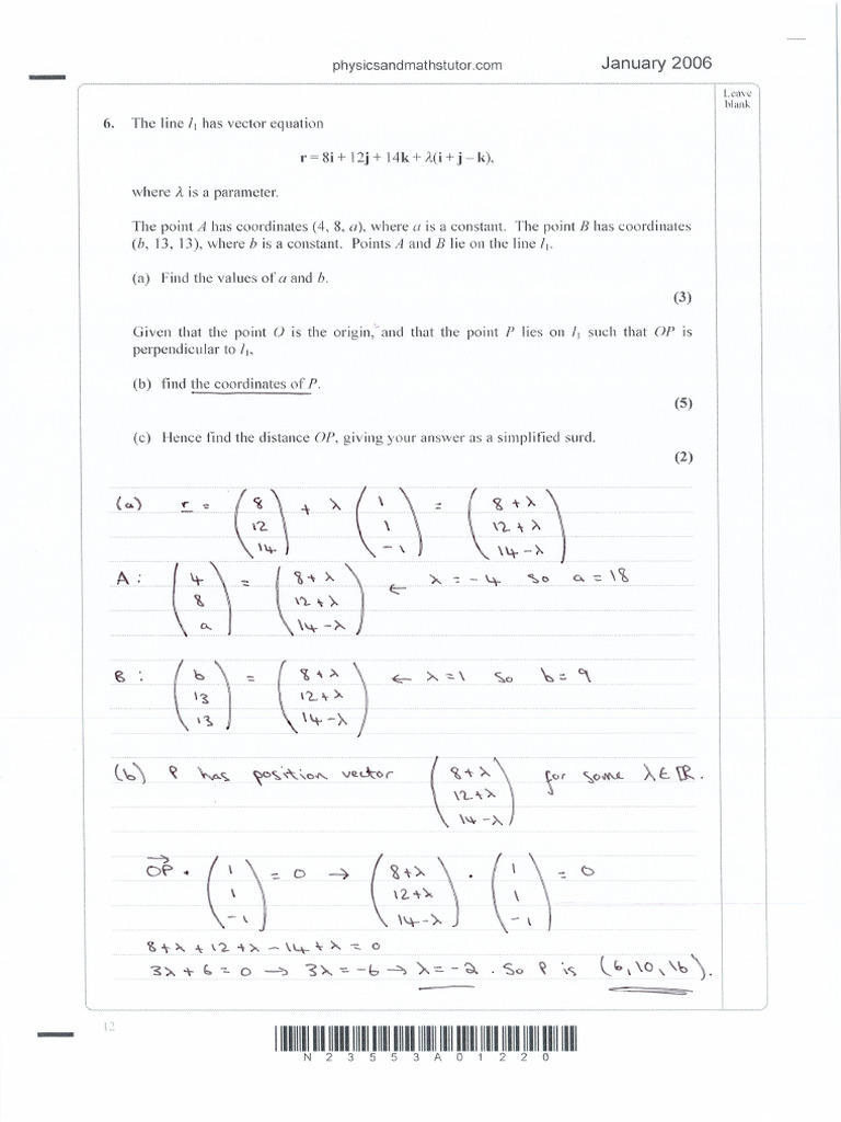 Solutions For Vectors Homework On Lines | PDF