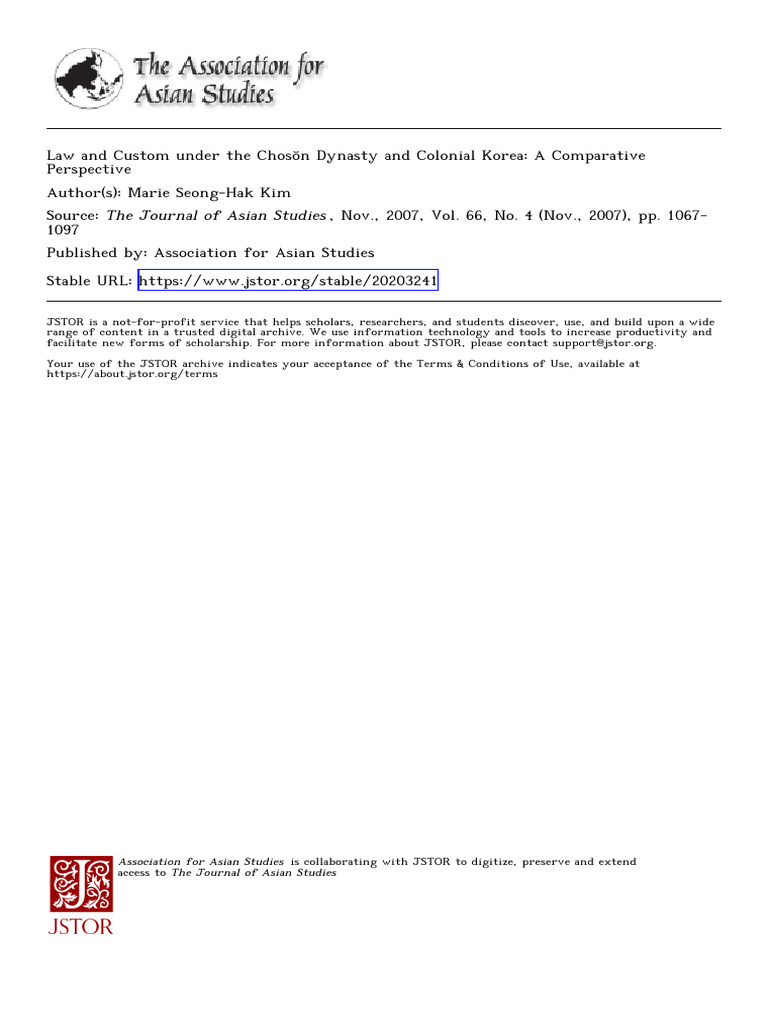 Chosŏn Dynasty Law vs. Colonial Korea Custom | PDF | Korea | Civil Law ...