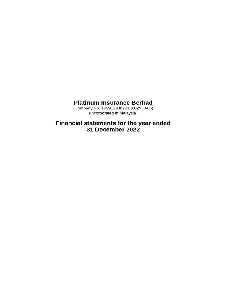 Platinum Insurance 2022 Financial Report | PDF | Internal Control ...