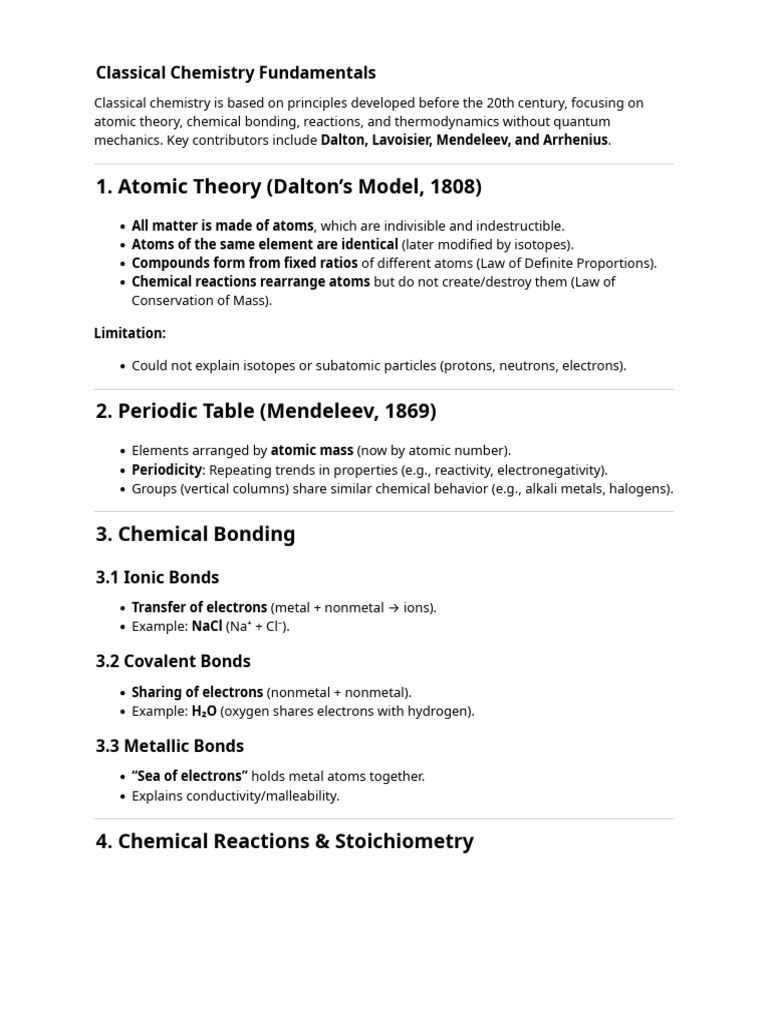 Classical Chemistry Overview and Principles | PDF | Chemistry ...