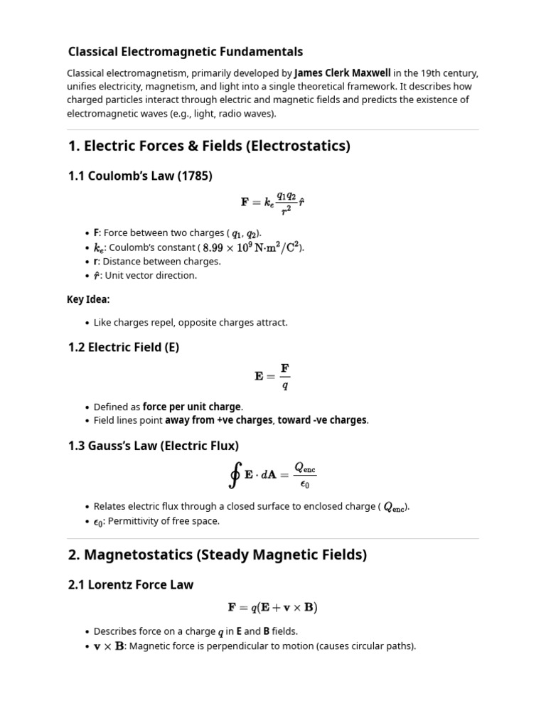 Classical Electromagnetic Fundamentals | PDF | Magnetic Field | Electromagnetism