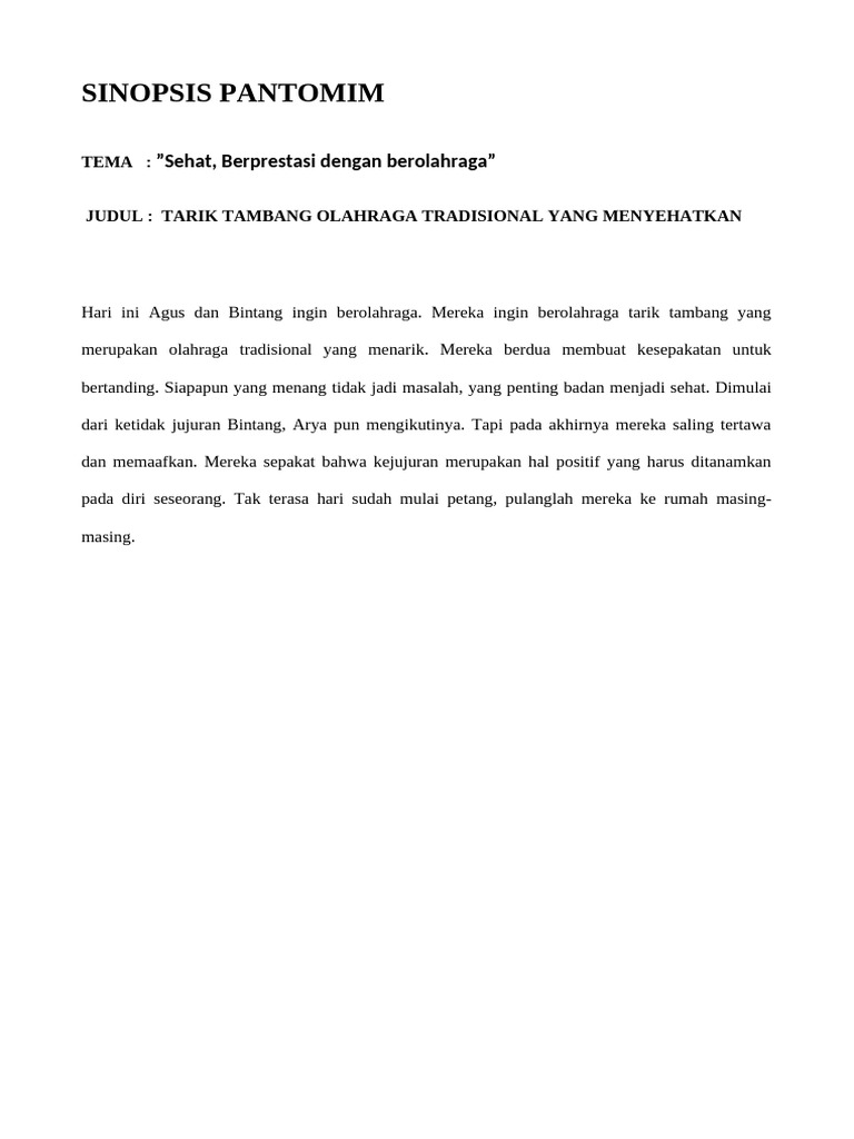 Contoh Sinopsis Pantomim | PDF