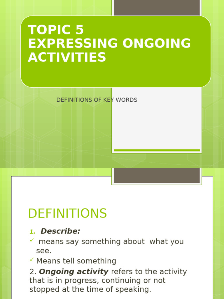 DESCRIBING ONGOING ACTIVITIES | PDF