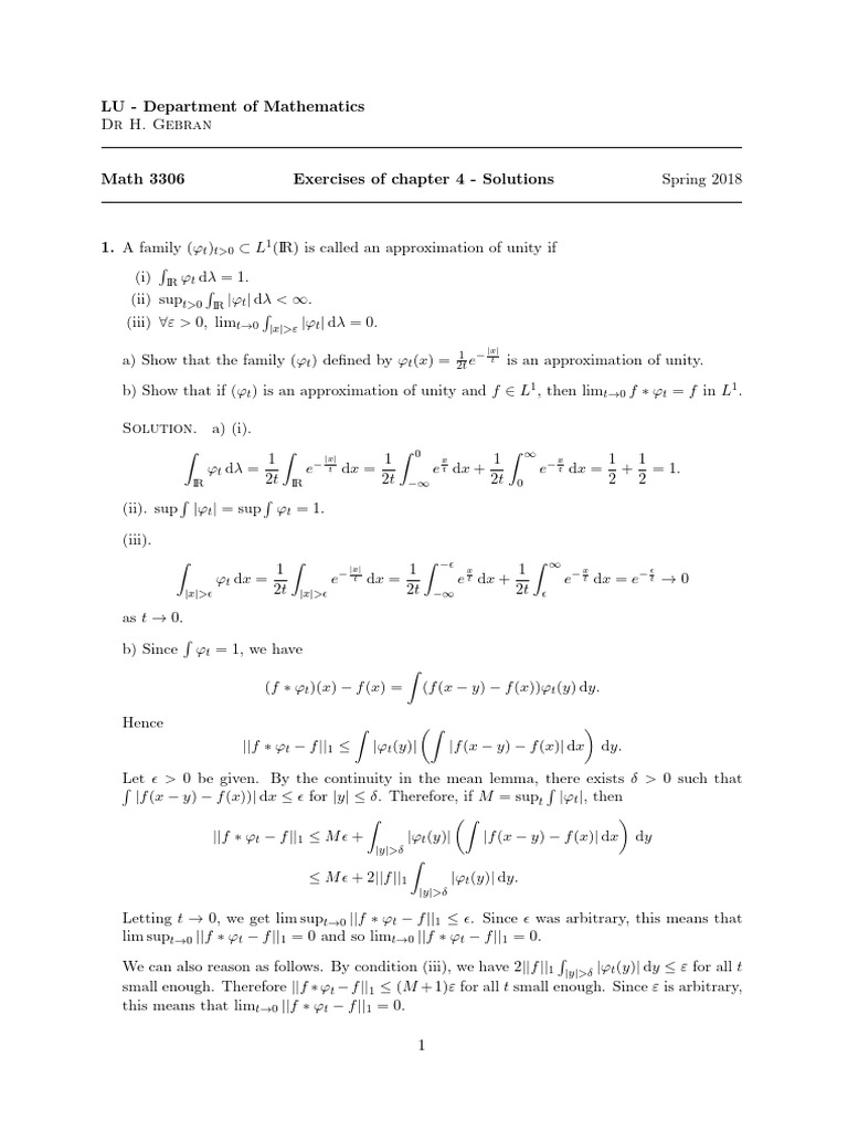 Math 3306 Chapter 4 Solutions | PDF | Fourier Series | Fourier Transform