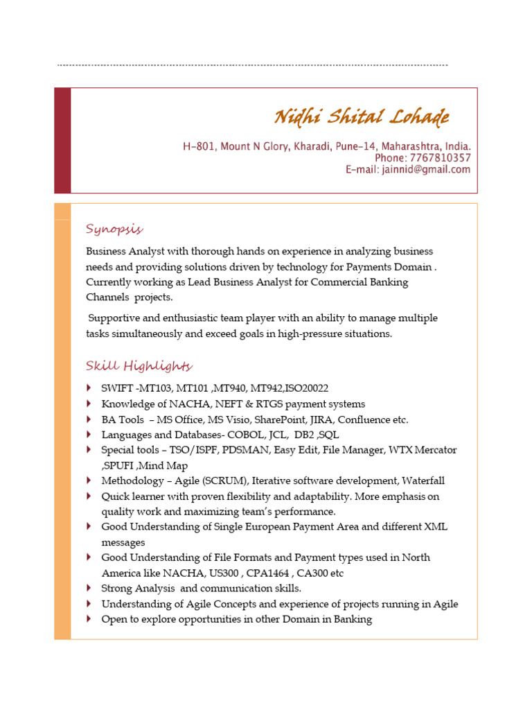 Nidhi Lohade - Lead Business Analyst - HSBC Technology India | PDF ...