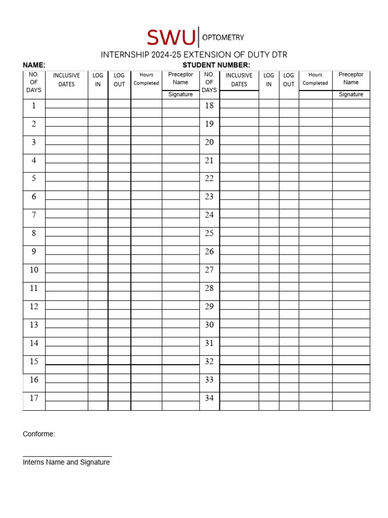 Internship Extension of Duty DTR | PDF