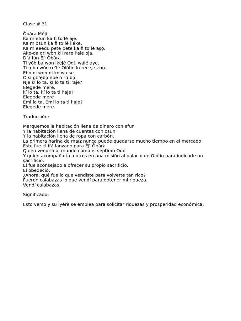 Clase #31 - Obara Meji | PDF