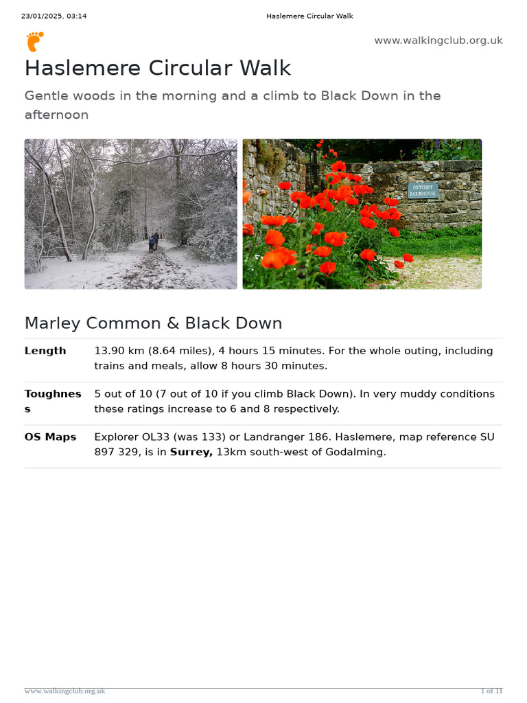 Haslemere Circular SWC Walk 1 22 | PDF | Workweek And Weekend | Trail