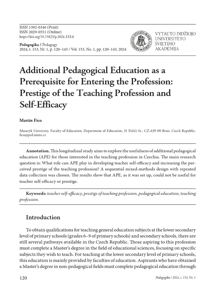 Additional_Pedagogical_Education_as_a_Prerequisite | PDF | Self ...
