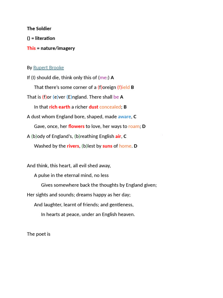 The Soldier by Rupert Brooke | PDF