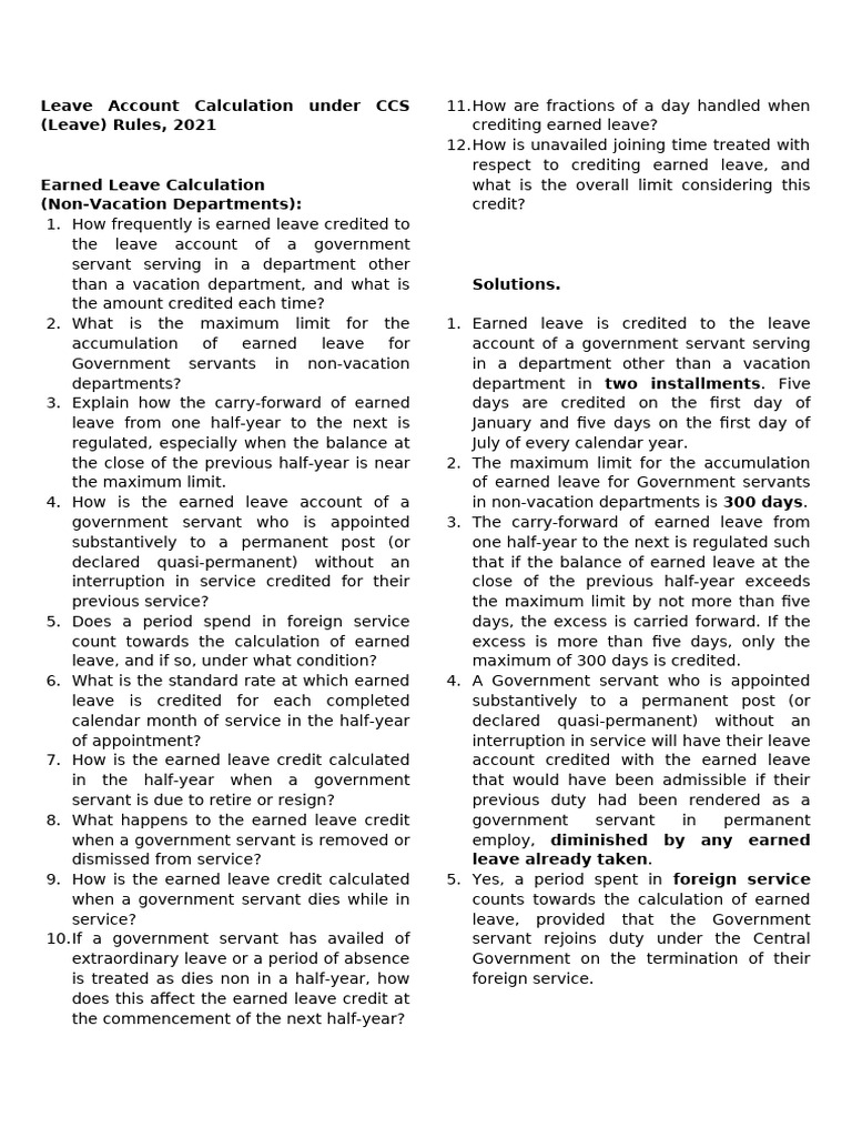 Leave Account Questions CCS | PDF | Debits And Credits | Salary