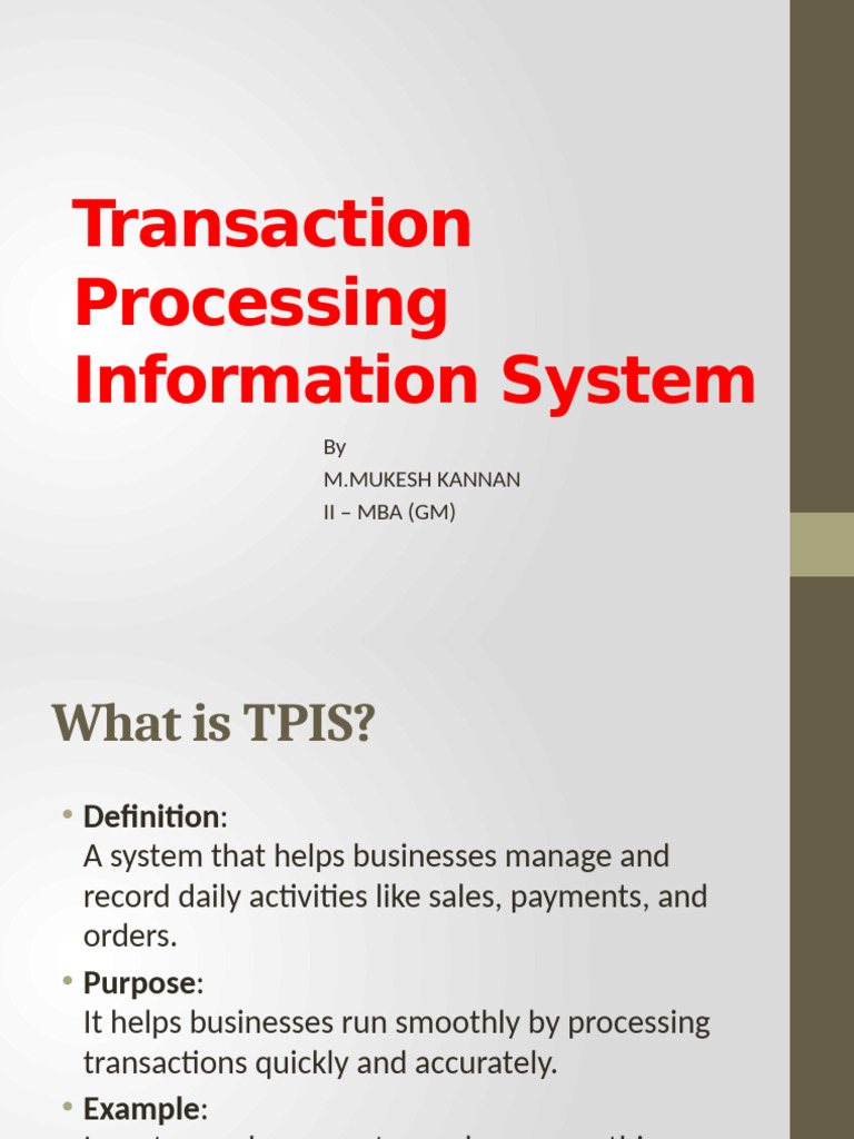 Transaction Processing Information System | PDF