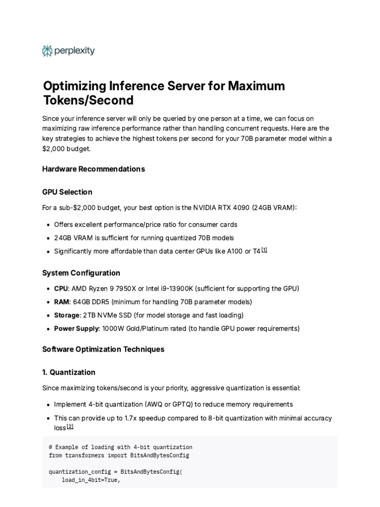 Optimizing Inference Server For Maximum Tokens - Sec | PDF | Graphics Processing Unit | Computing
