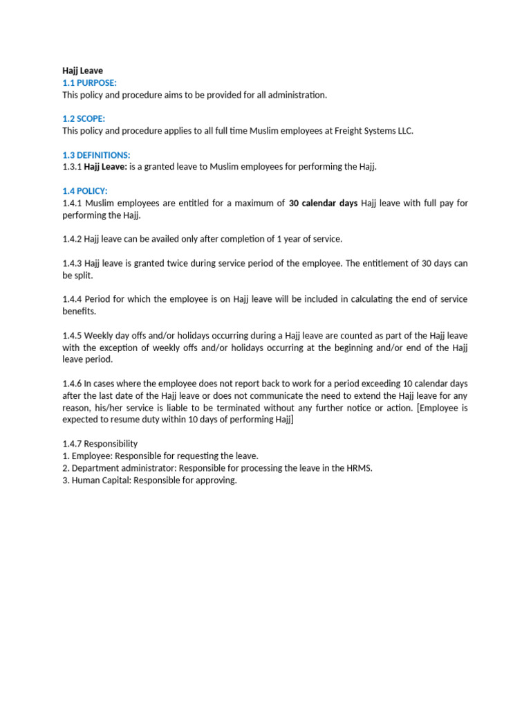 Hajj Leave | PDF