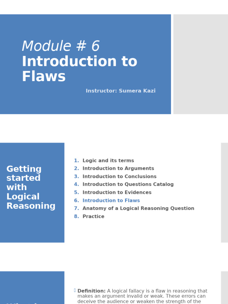 Lecture 6 Introduction To Flaws | PDF | Fallacy | Argument