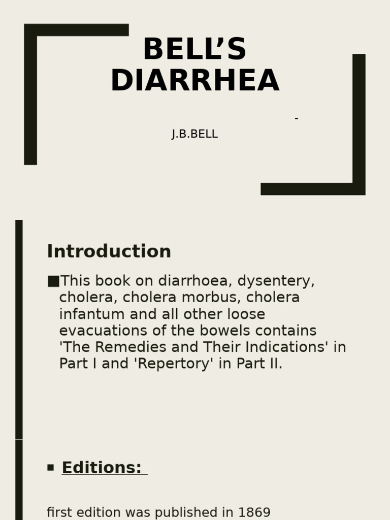 Bells Diarrhea | PDF