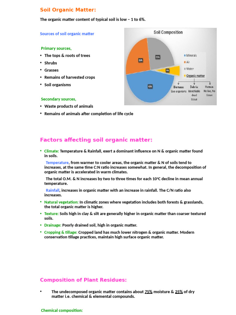 Lec 15-16 Soil OM and Biology | PDF | Soil | Decomposition
