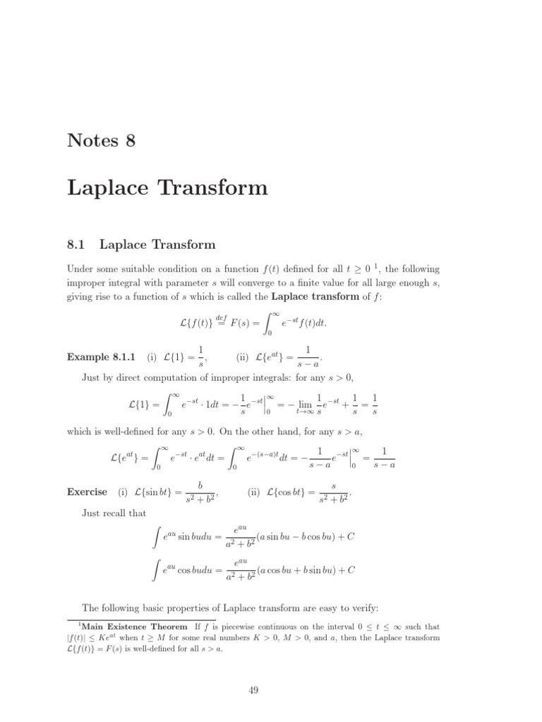 Notes 8 DEs | PDF | Laplace Transform | Convolution