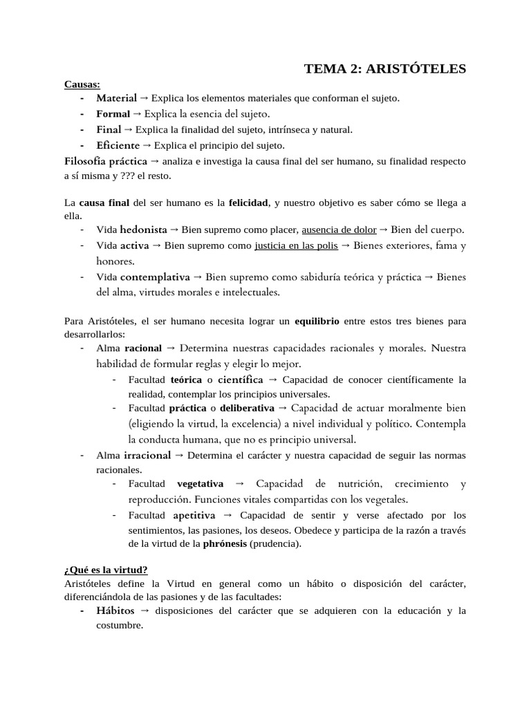 Tema 2. Aristóteles | PDF | Virtud | Justicia