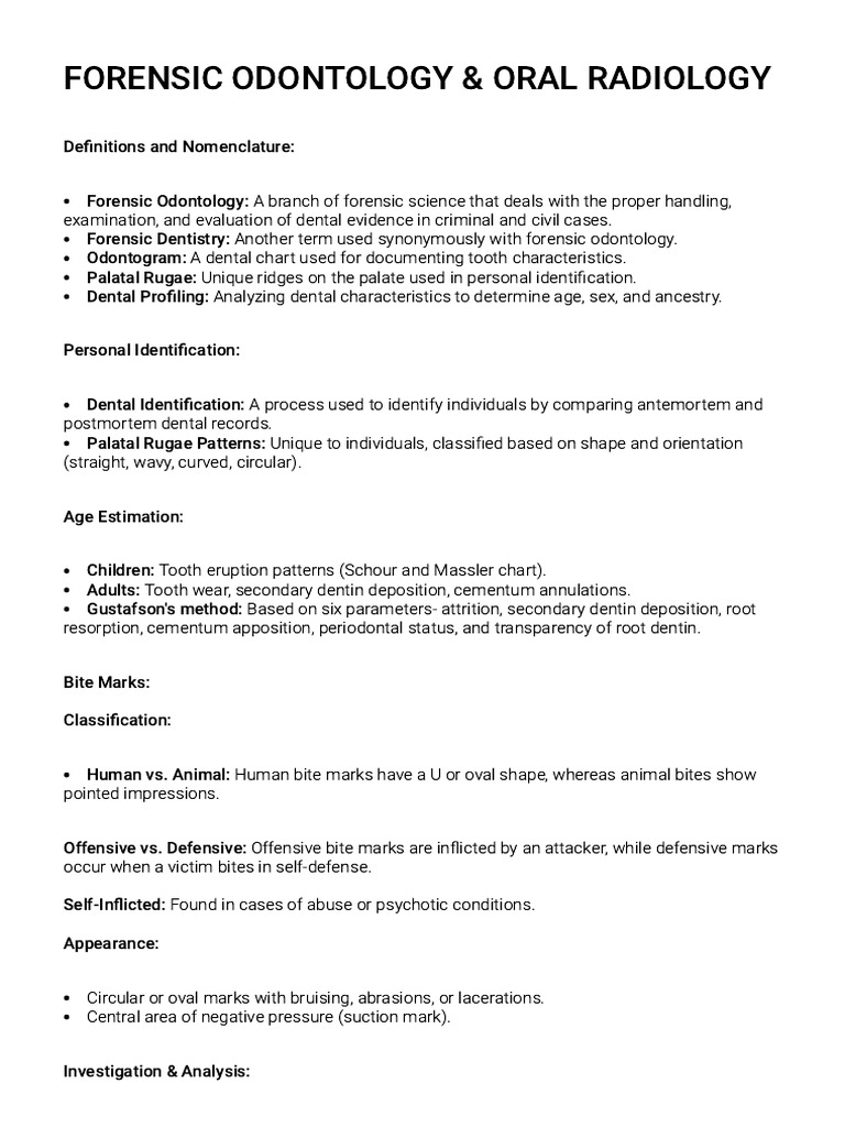 Forensic Odontology & Oral Radiology | PDF | X Ray | Radiography