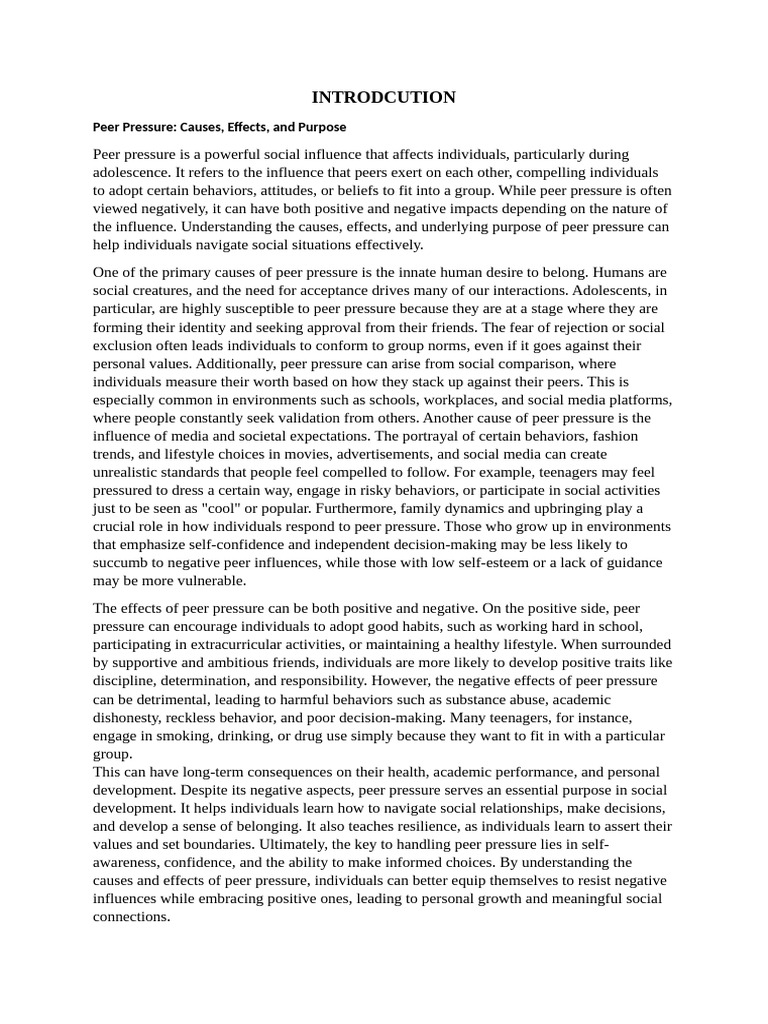 Understanding Peer Pressure Dynamics | PDF | Psychological Resilience ...