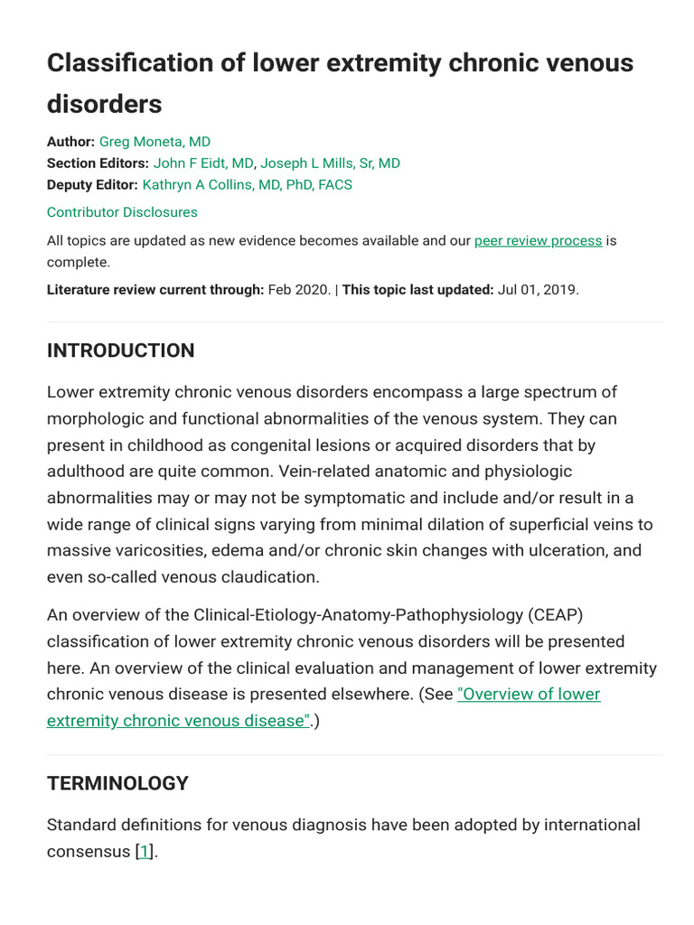 Classification of lower extremity chronic venousdisorders | PDF | Vein ...