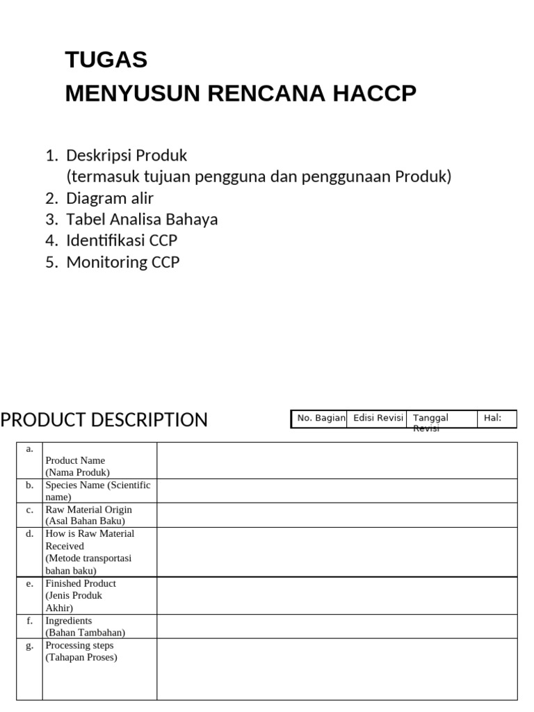 Praktek Penyusunan HACCP | PDF