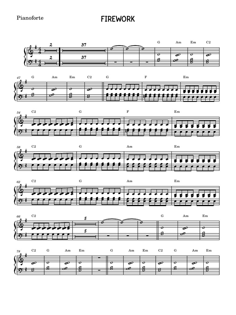 Firework - Pianoforte | PDF