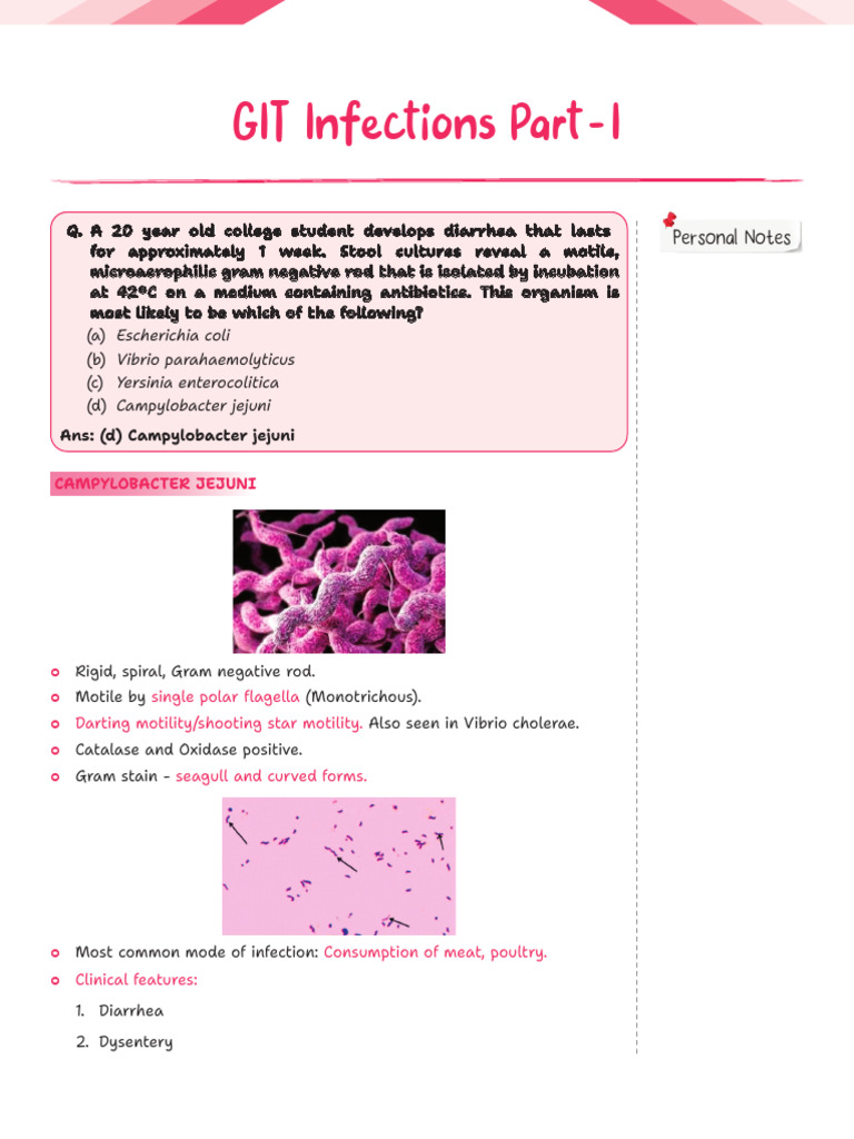 Ch.11 (GIT Infections Part-I) | PDF | Streptococcus | Cholera