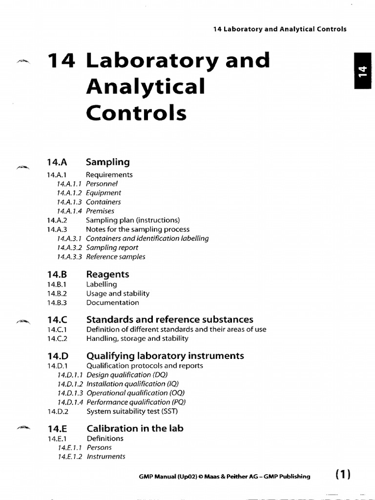 14 Laboratory and Analytical controls | PDF