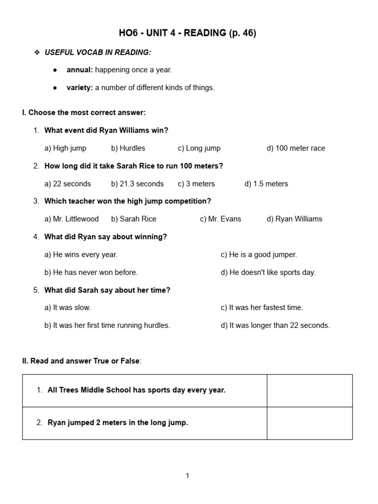UNIT 4 - L.2 - READING (p.46) | PDF
