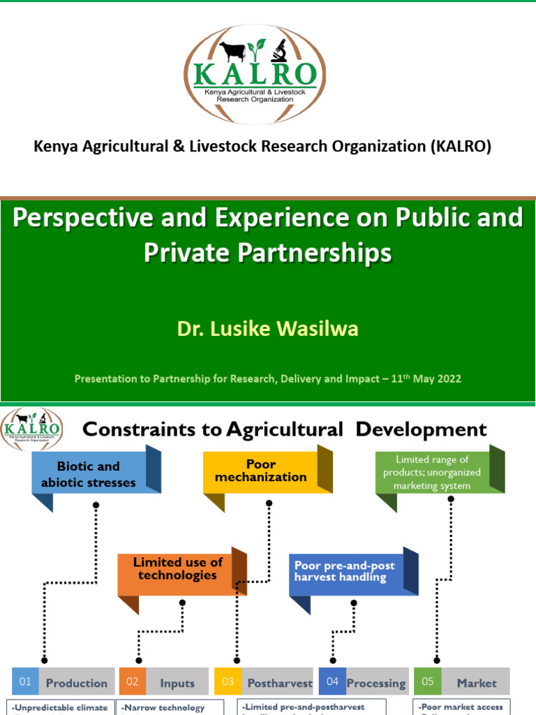 KALRO's Insights on Agri-PPP Challenges | PDF | Agriculture | Market ...