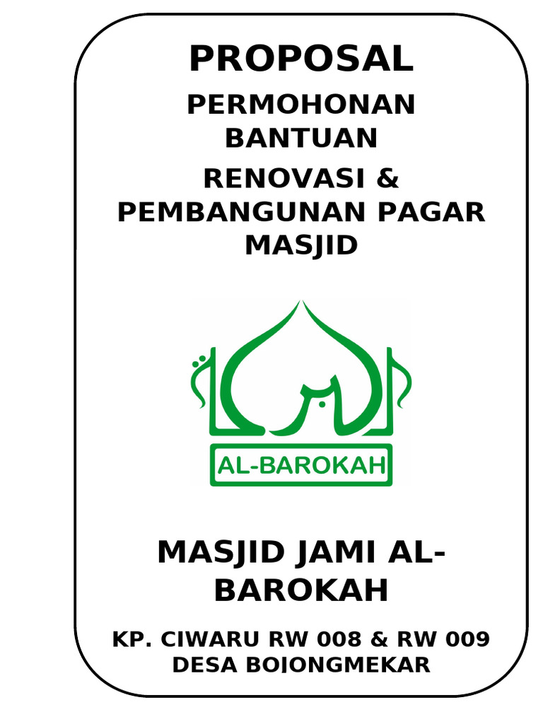 Proposal Pembangunan Pagar Masjid Jami Al-Barokah | PDF