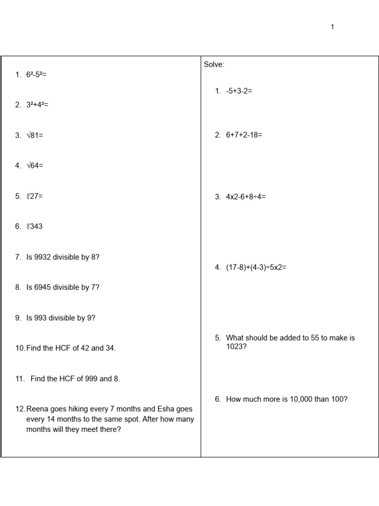 Math-Integers-Grade 6 | PDF
