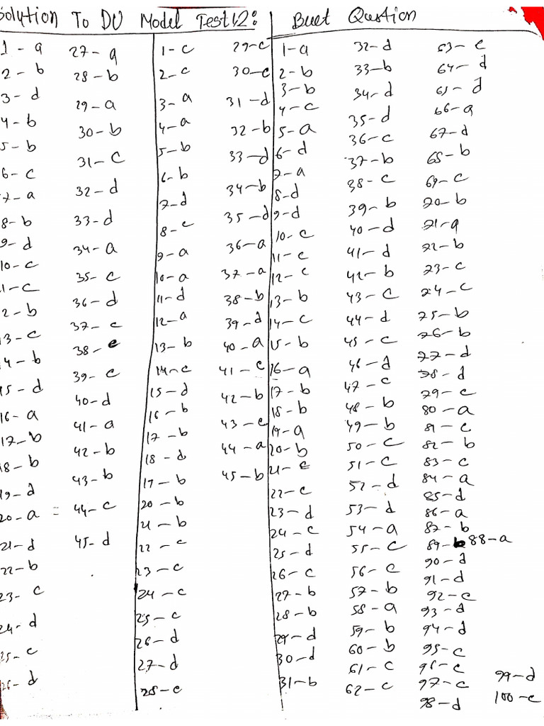 Solution To BUET-1 & DU-1, DU-2 | PDF