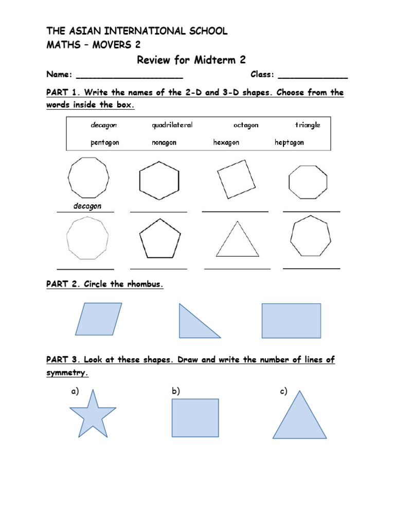 Math 4 - Handout Midterm 2 | PDF