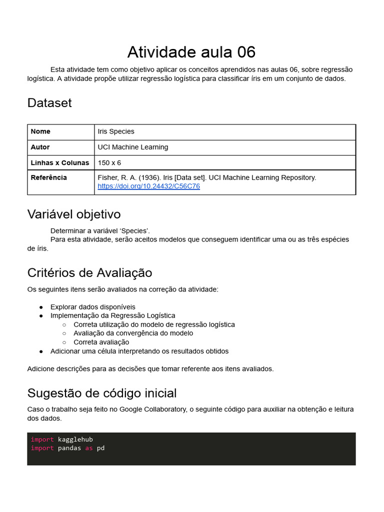 Aula 06 - Atividade | PDF