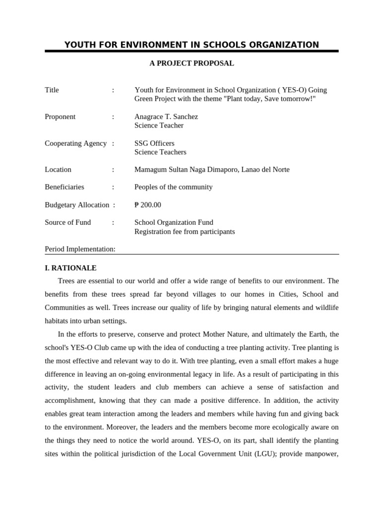 419908276-Yes-o-Tree-Planting-Proposal | PDF | Environmentalism ...