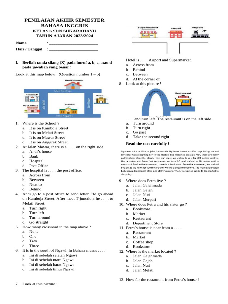 PENILAIAN AKHIR SEMESTER BAHASA INGGRIS KELAS 6 | PDF