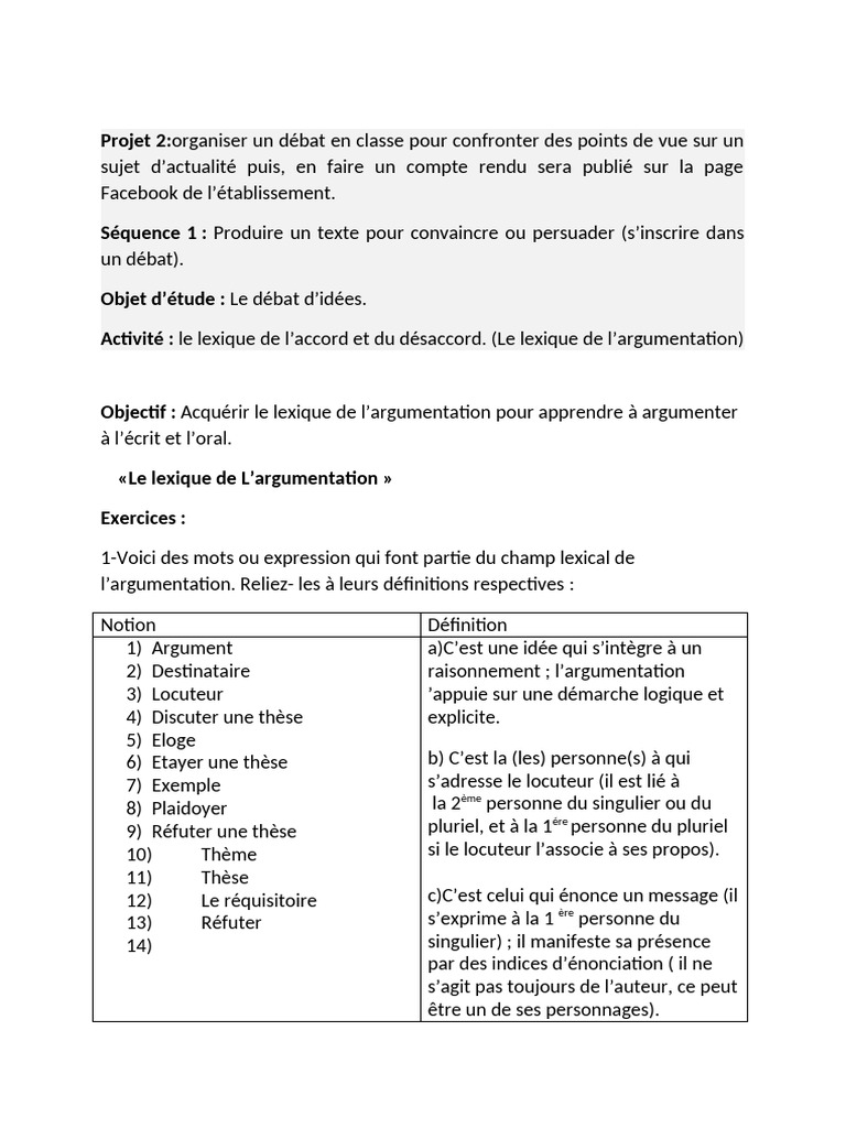 Lexique de l'Argumentation en Débat | PDF | Lexique | Argumentation